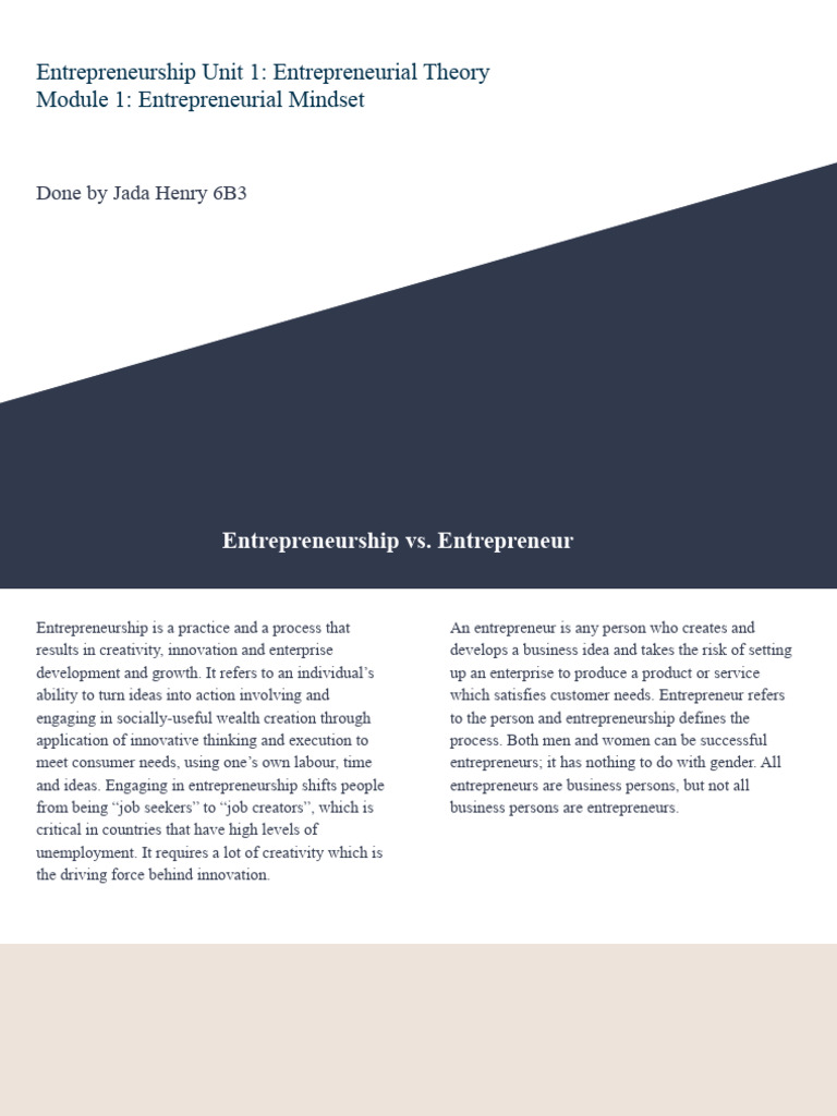 Entrep Presentation | PDF | Entrepreneurship | Business Economics
