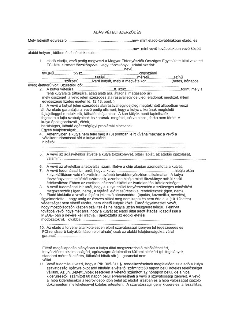 Adas - Veteli - Szerzodes Kutya | PDF