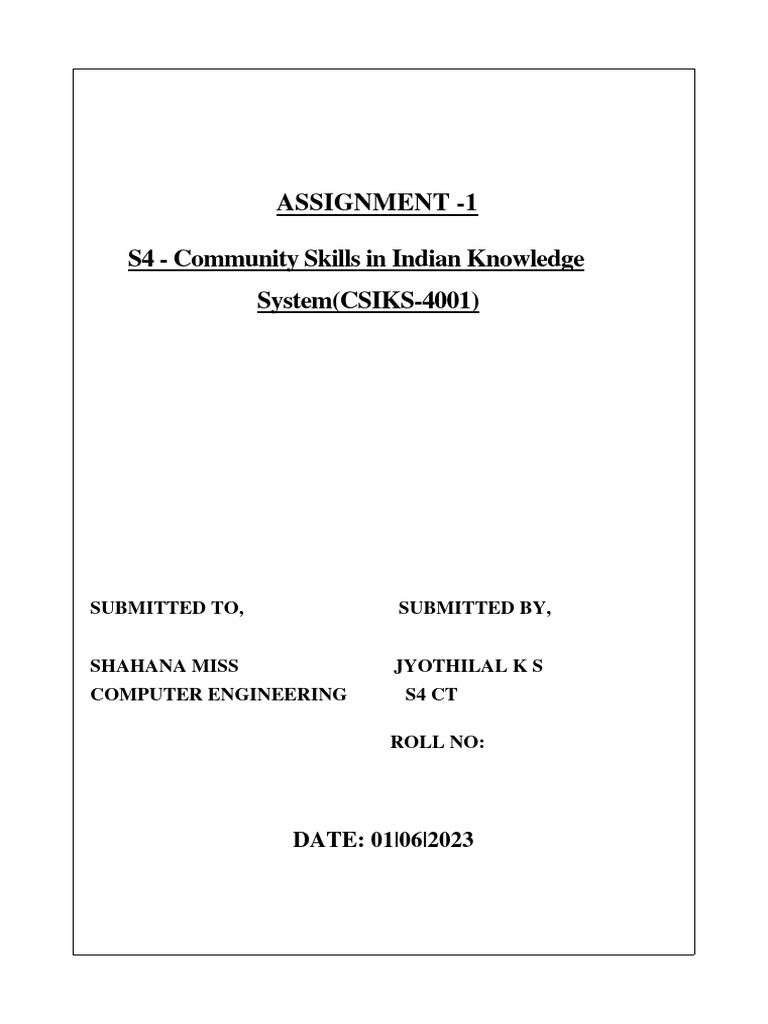 Jyothilal K S - Traditional Knowledege - Csi Assignment - 1 | PDF | Automation | Economies
