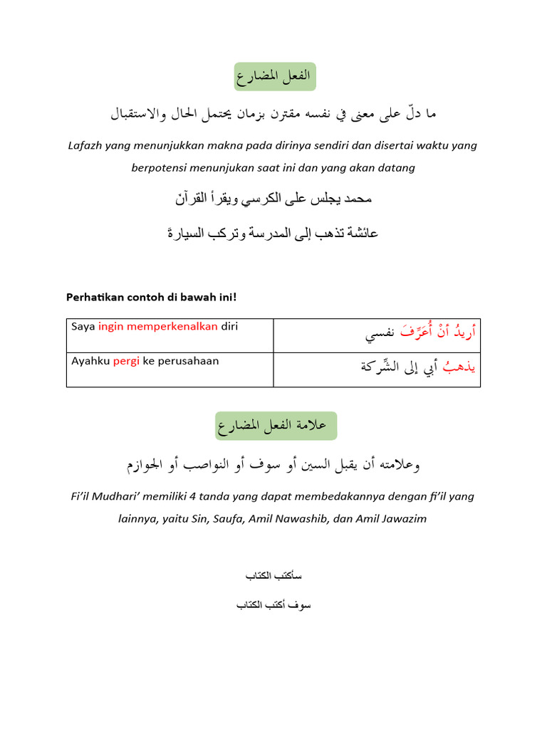 MATERI 3 KBA - الفعل المضارع | PDF