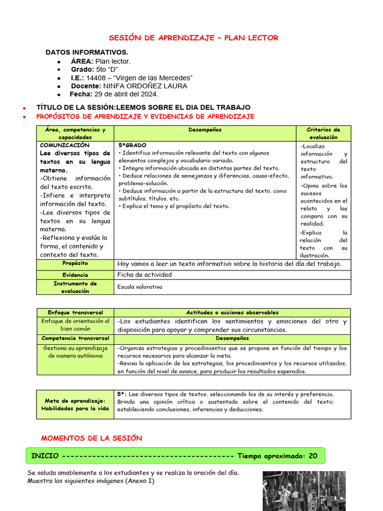 Leemos Sobre El Día Del Trabajo Fecha Cívica | PDF | Maíz | Evaluación