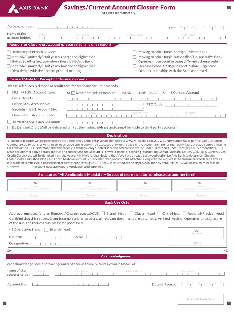 Casa Closure Form | Download Free PDF | Transaction Account | Banks