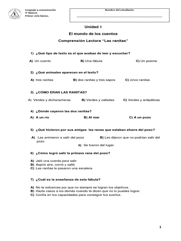 Lenguaje-y-Comunicación-3°-Basico-Unidad-1Guía-N°2 | PDF