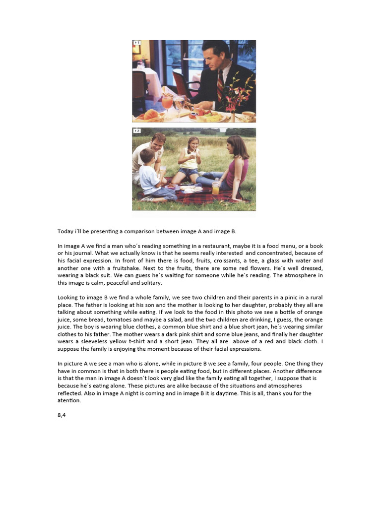 Comparing Two Pictures. | PDF