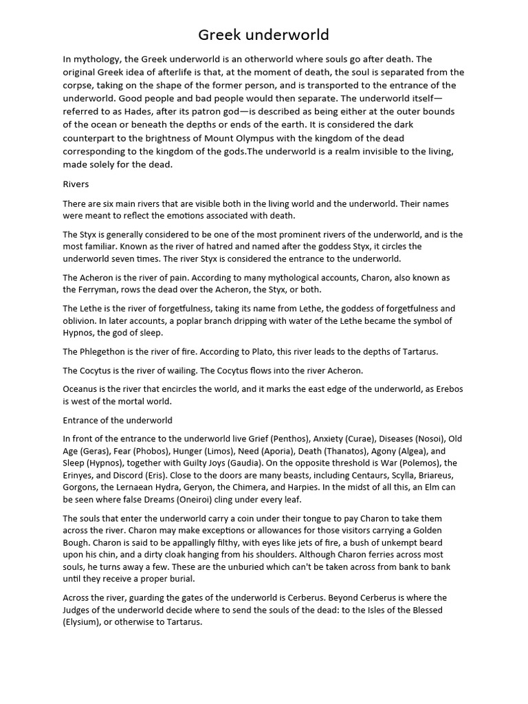 Greek Underworld | PDF | Greek Underworld | Hades