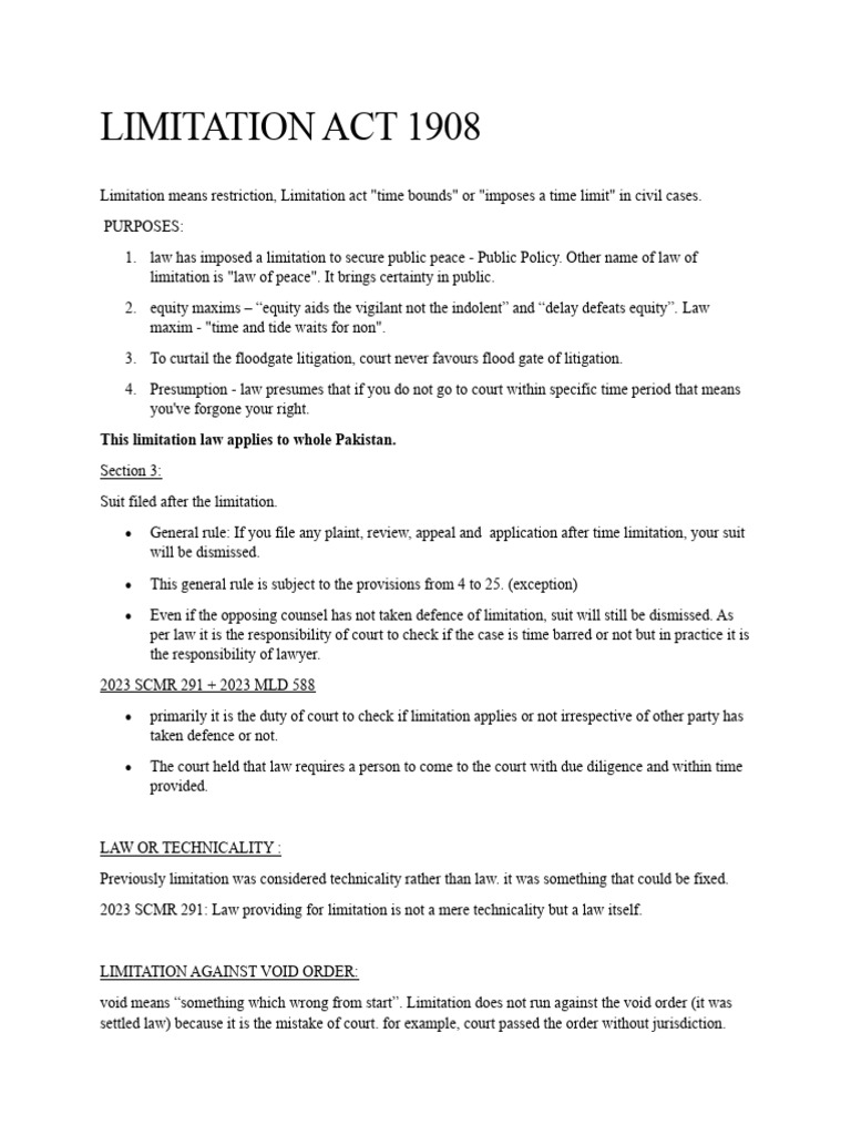 LIMITATION ACT 1908 part 1 | PDF | Lawsuit | Justice