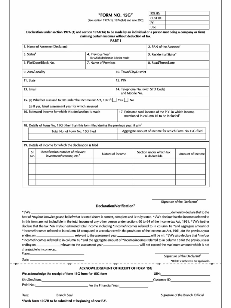 FD 15G Form | PDF