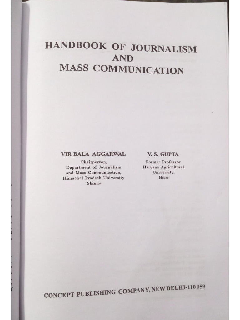 Agarwal, Vir Bala and Gupta, V. S. - Handbook of Journalism and Mass Communication-Concept (2001 ...