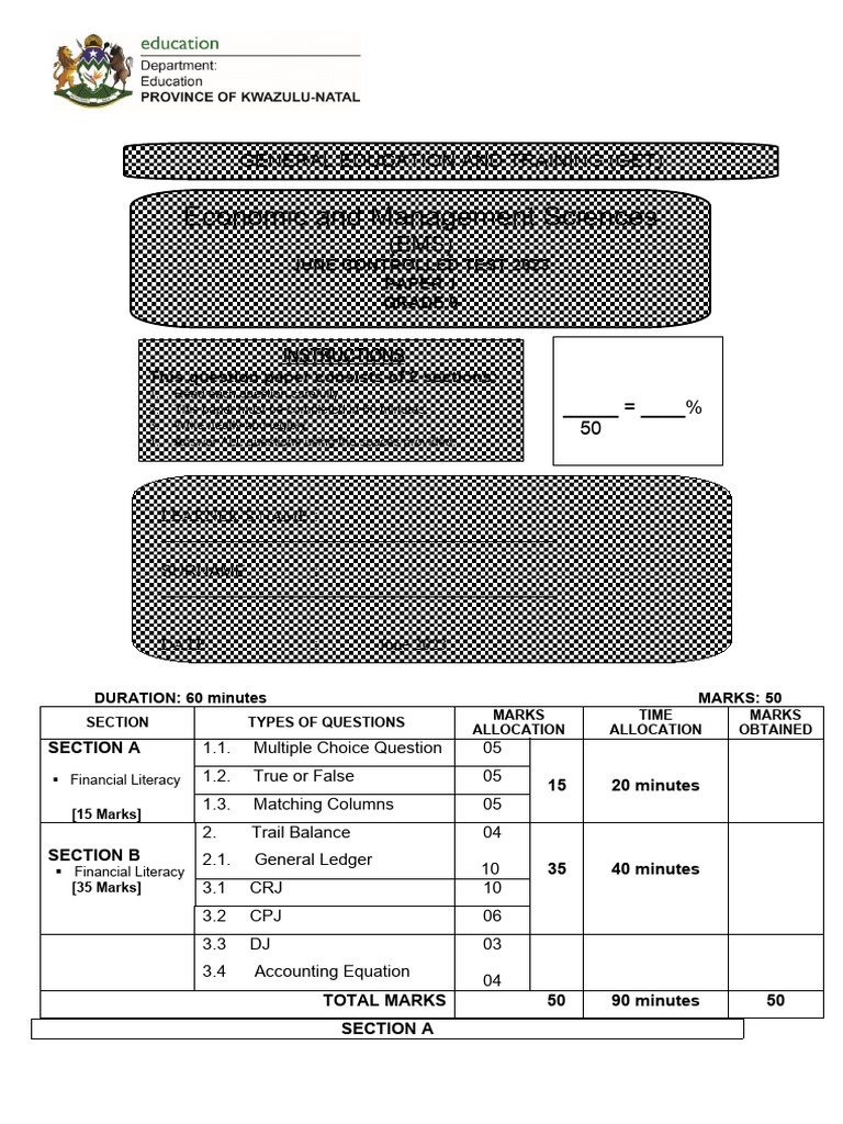 Ems P1 9 Question Paper Midyear 2023 | PDF | Debits And Credits ...