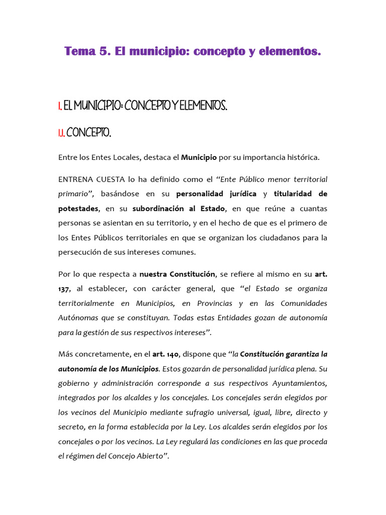 Concepto y elementos del municipio español | PDF | Alcalde | Gobierno local