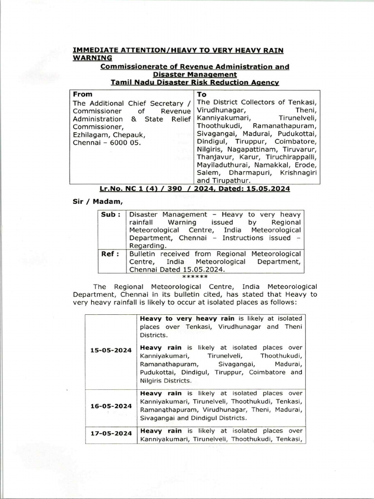 Heavy Rainfall WARNING Format | PDF