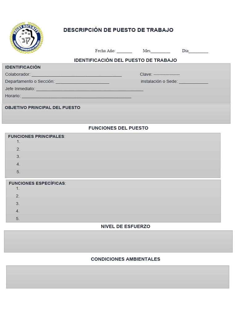 Diseño de Descripcion y Perfil de Puesto - Negev Security | PDF | Business
