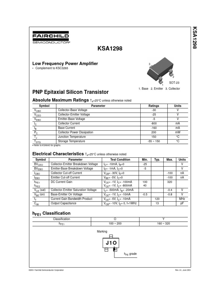 Ksa1298 66813 | Download Free PDF | Bipolar Junction Transistor ...