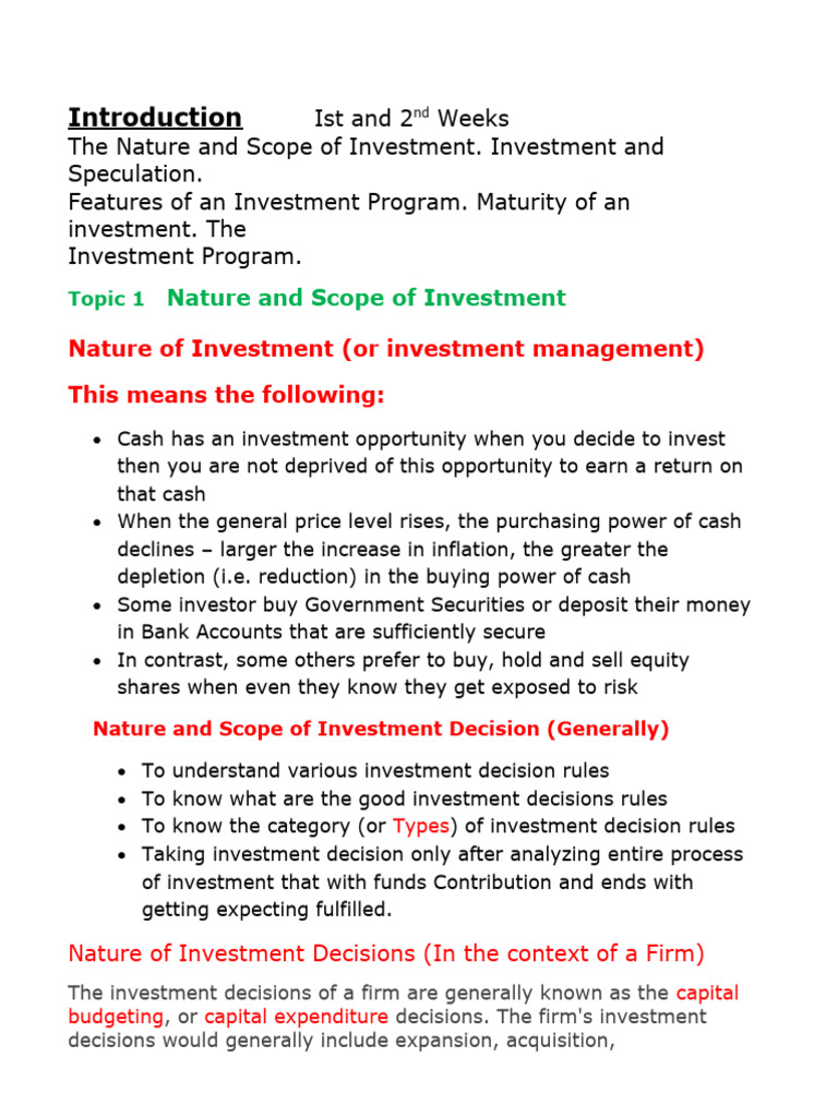 IntroductionIst and 2nd Weeks | PDF | Investing | Securities (Finance)