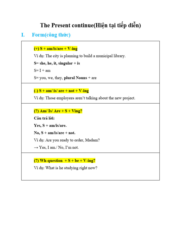 Unit 2. The Present Continue | PDF