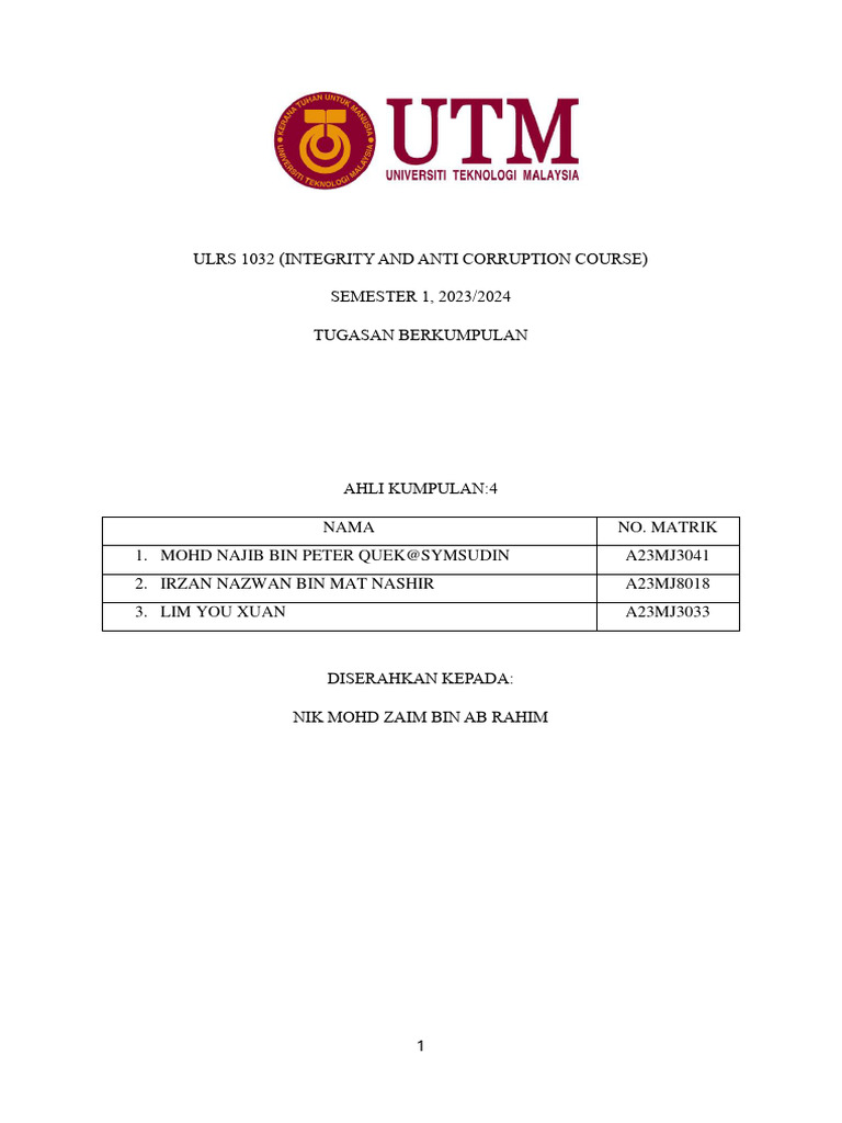 Group Assignment ULRS1032 Group4 | PDF