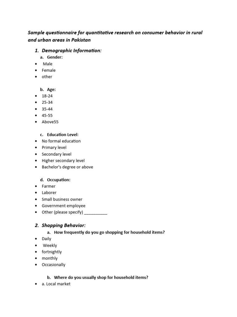 Consumer Behavior Survey in Pakistan | PDF | Consumer Behaviour | Retail