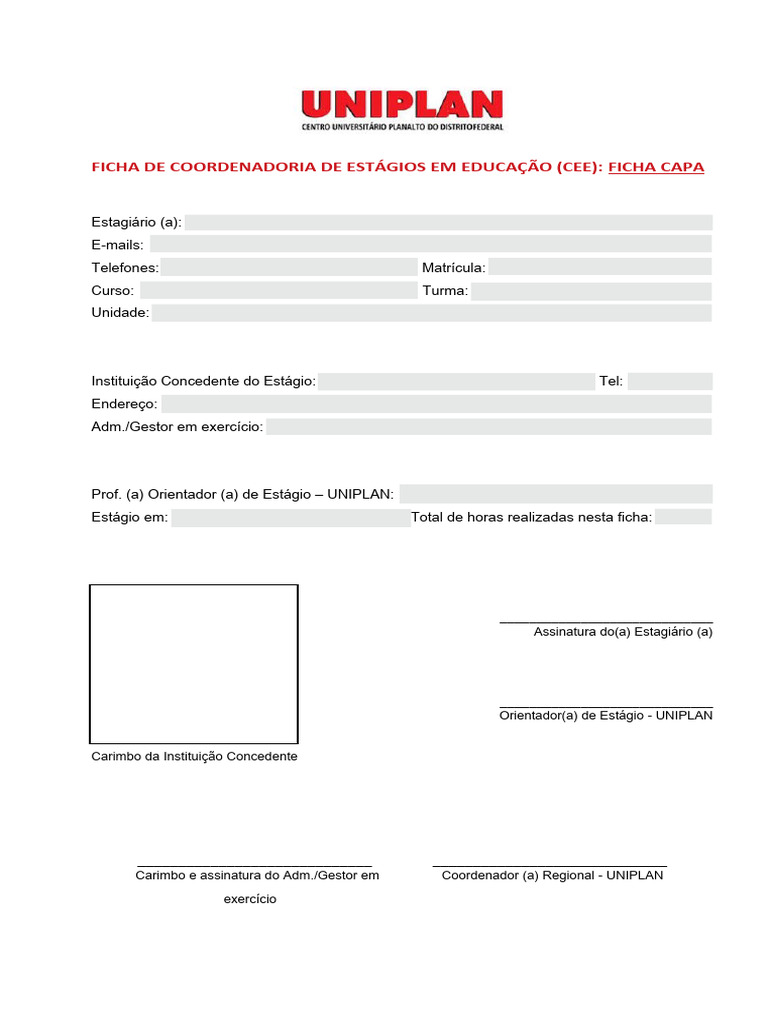 FICHA CAPA - UNIPLAN | PDF