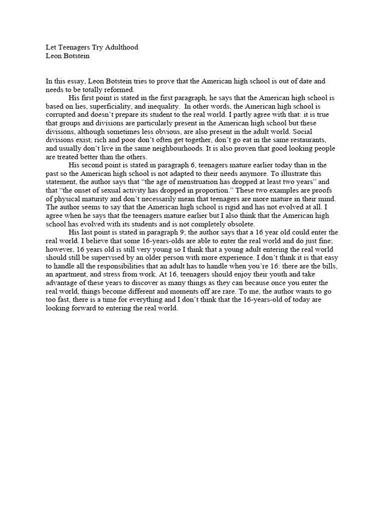 Reforming High School for Teen Maturity | PDF | Lifestyle