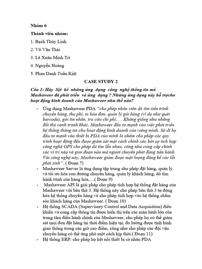 N07 - Nhóm 6 - Case Study 2 | PDF