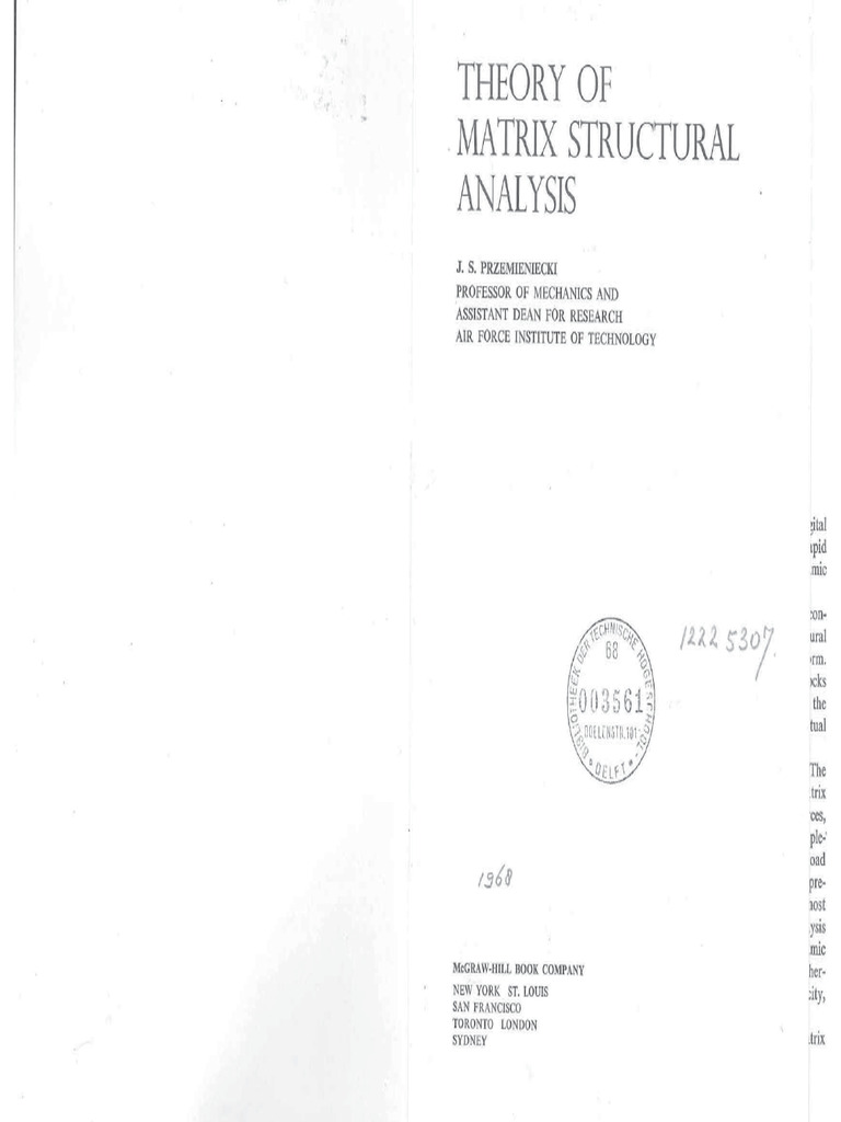 Theory of Matrix Structural Analysis (J. S. Przemieniecki) (Z-Library) | PDF