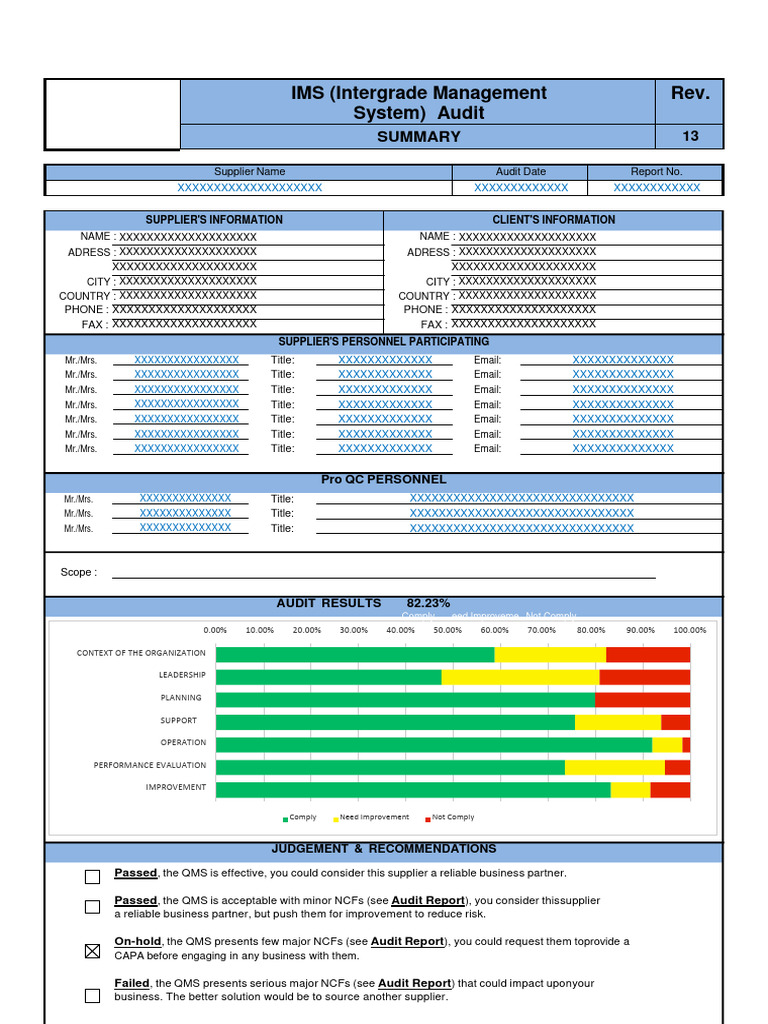 IMS Audit Sample | PDF | Quality Management System | Iso 9000