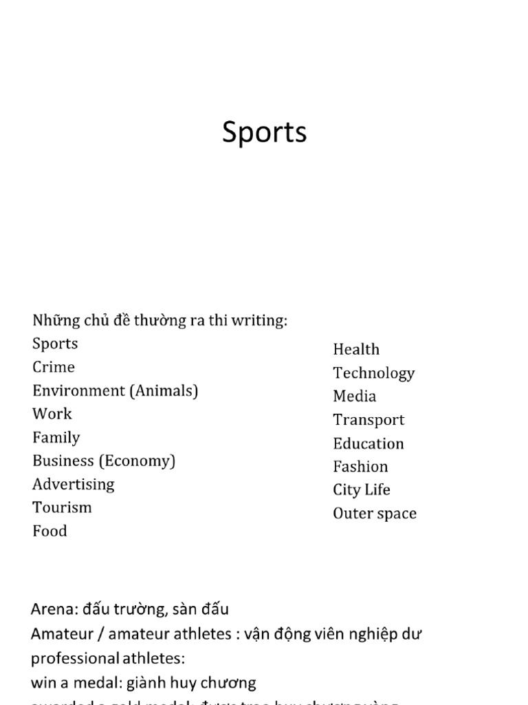Sports Lesson With Vietnamese | PDF