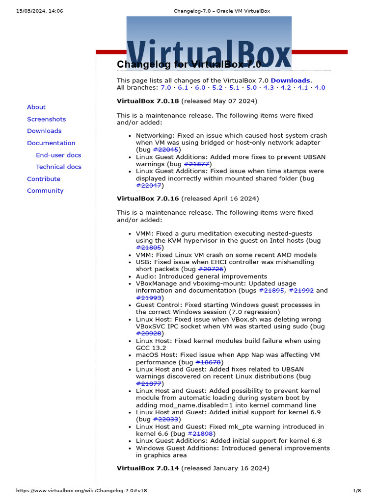 Changelog-7.0 - Oracle VM VirtualBox | PDF | Virtual Machine | Software