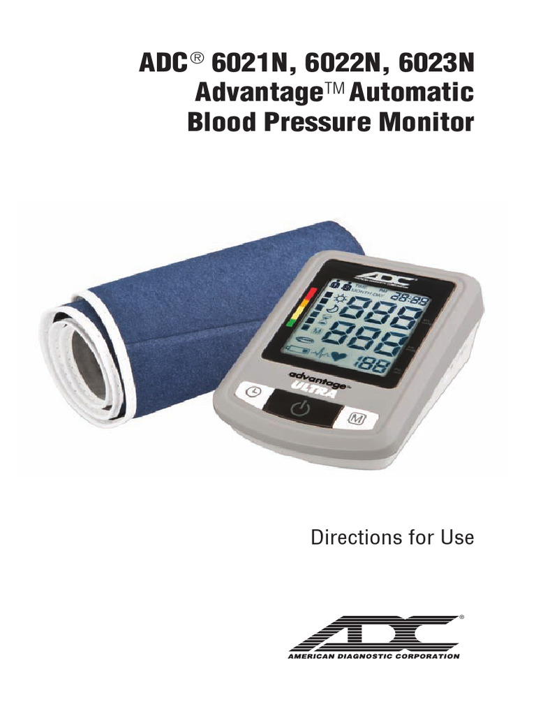 ADC® 6021N, 6022N, 6023N Advantage Blood Pressure Monitor | PDF | Blood ...