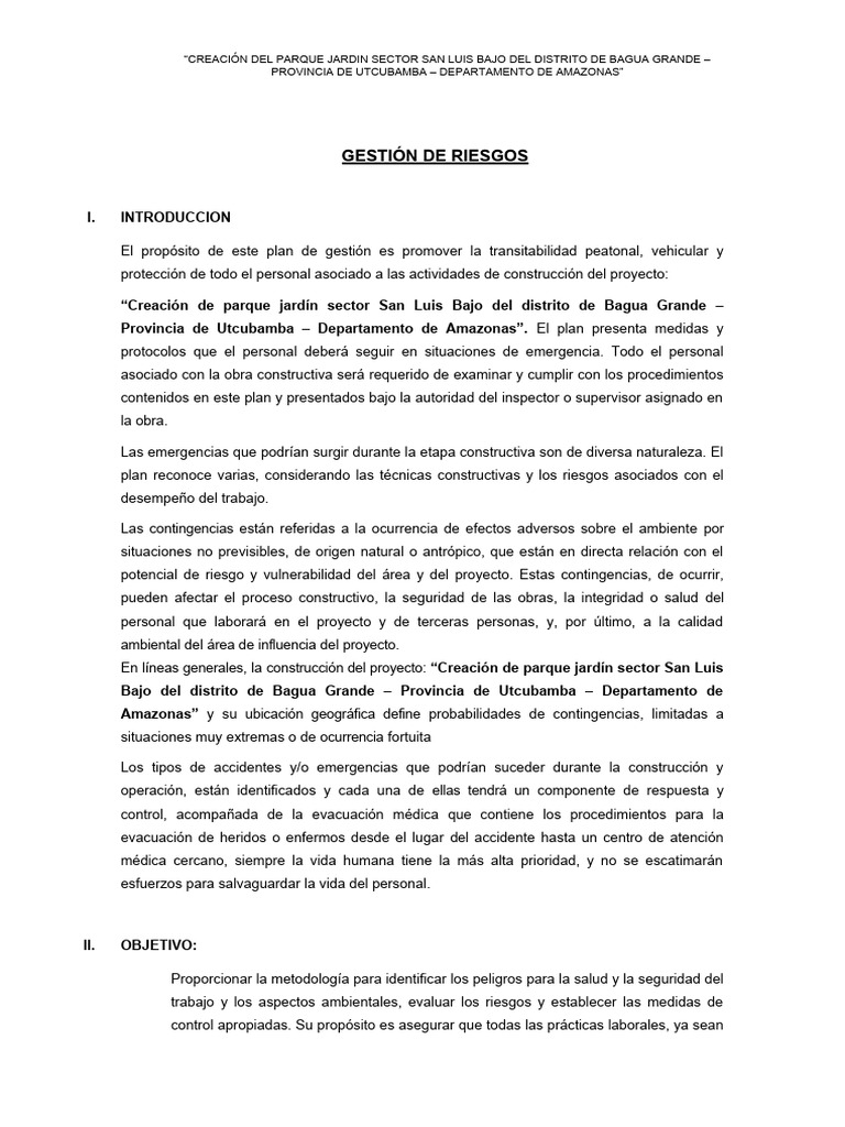 Informe De Riesgos Pdf Riesgo La Seguridad