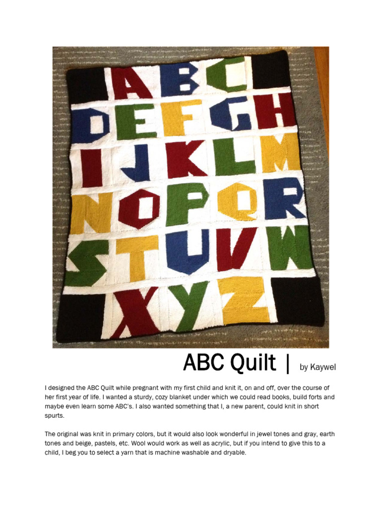 ABC Quilt | PDF | Knitting | Basic Knitted Fabrics