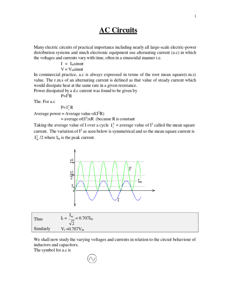 Ac Circuits | PDF | Capacitor | Inductor
