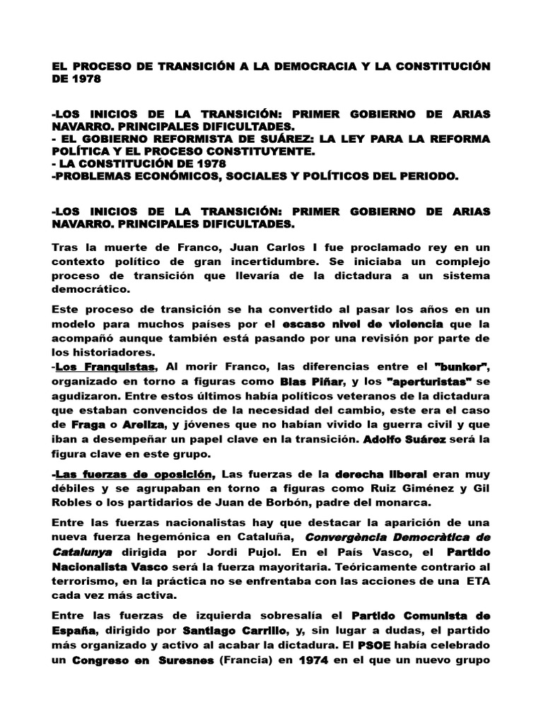 La Transicion Española Pdf España Franquista Cortes Generales