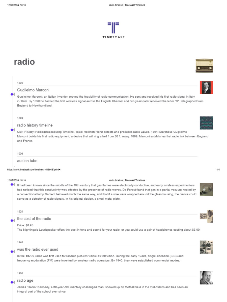 Radio Timeline - Timetoast Timelines | PDF | Radio | Transmitter
