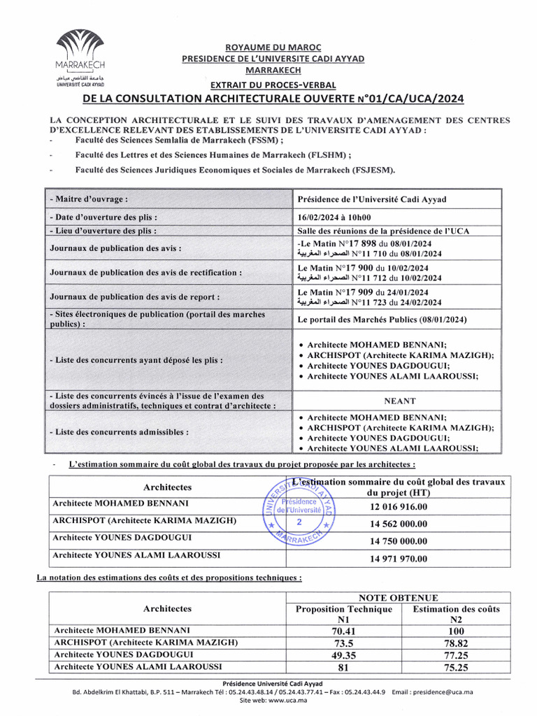 Extrait de PV CA 01-CA-UCA-2024 | PDF