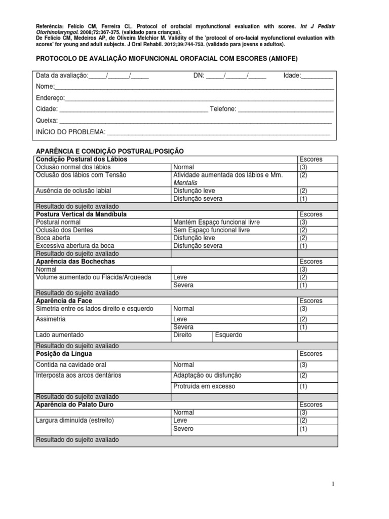Protocolo Amiofe (Para Alunos) | PDF
