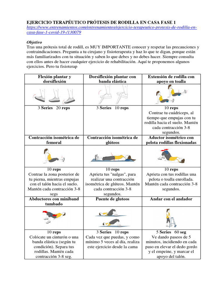 Ejercicios para Rehabilitación de Rodilla | PDF | Rodilla ...