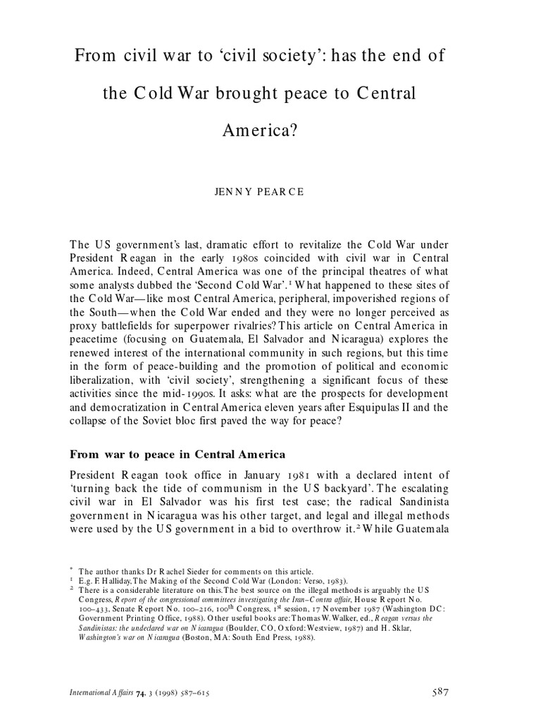Jenny Pearce (1998) From Civil War To Civil Society' | PDF | Sandinista ...