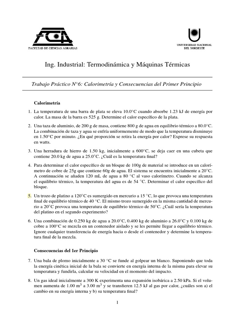 TP6 - Consignas | PDF | Gases | Calor