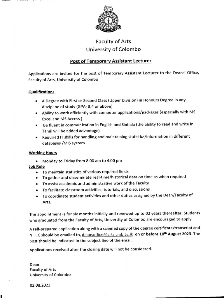 Tem.Assst_.Lecturer-Advertisement | PDF