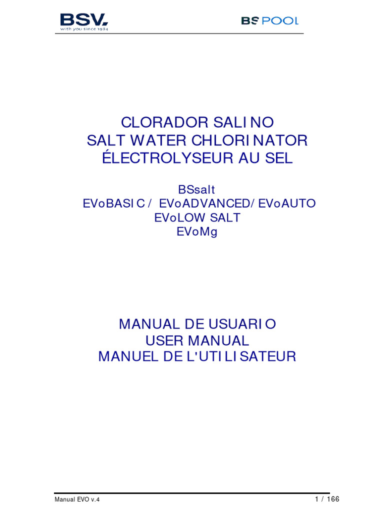 Manual BSalt-EVO v4 | PDF | Piscina | sal