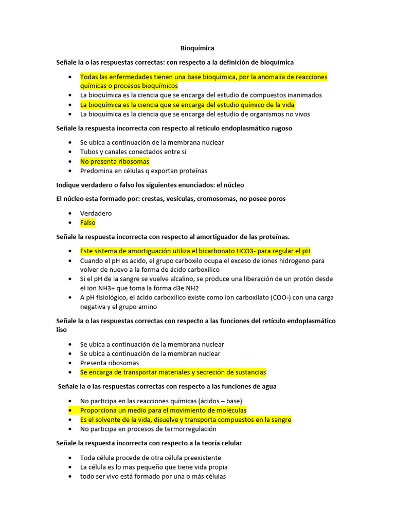Cuestionario Final de Bioqui | PDF | Membrana celular | Biología Celular)