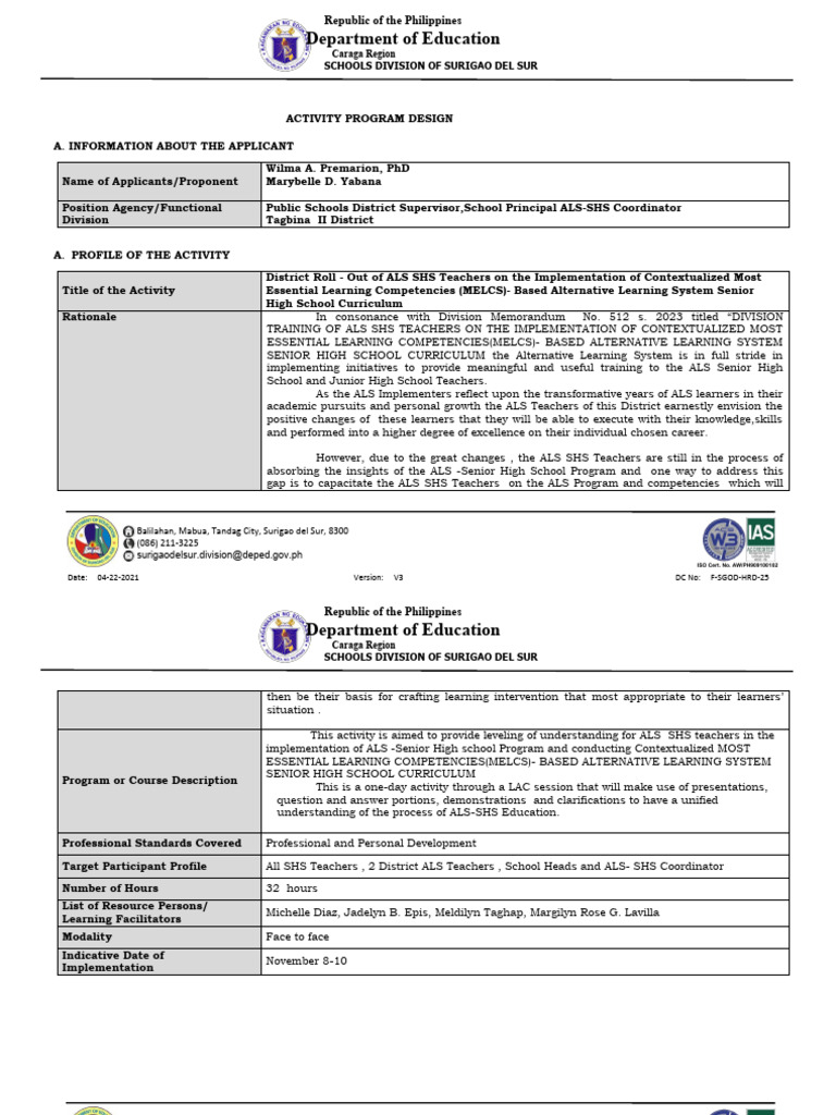 Activity-Program-Design LAC | PDF | Learning | Cognition