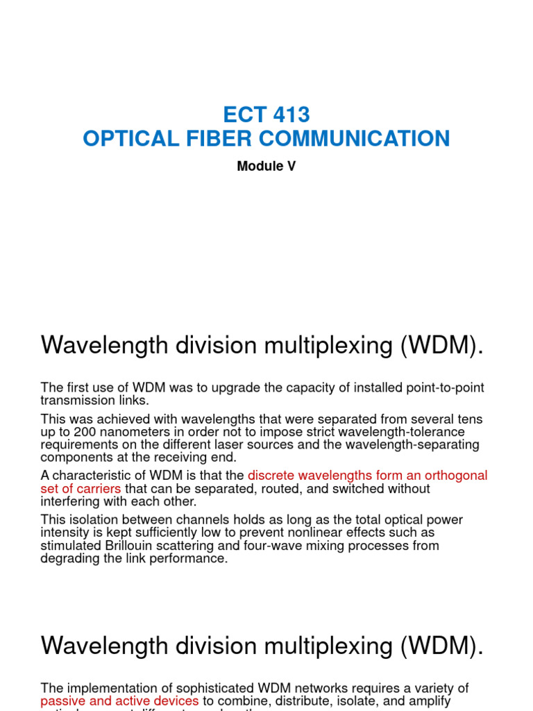 ECT 413 OFC M5D2 WDM | PDF | Wavelength Division Multiplexing | Polarization (Waves)