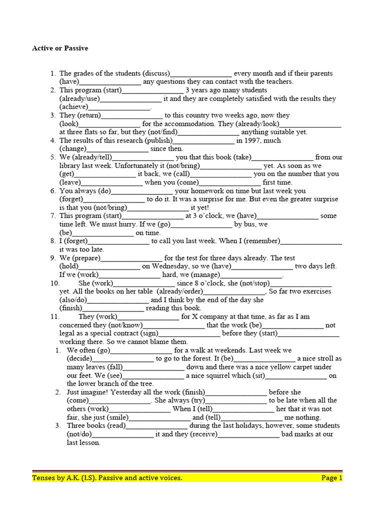 Active and Passive Tense Revision | PDF