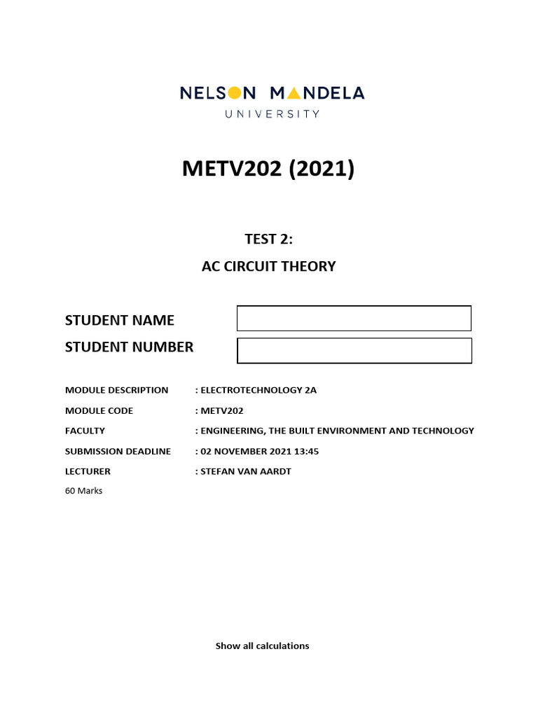 AC Circuit Theory Exam | PDF | Electrical Impedance | Electricity