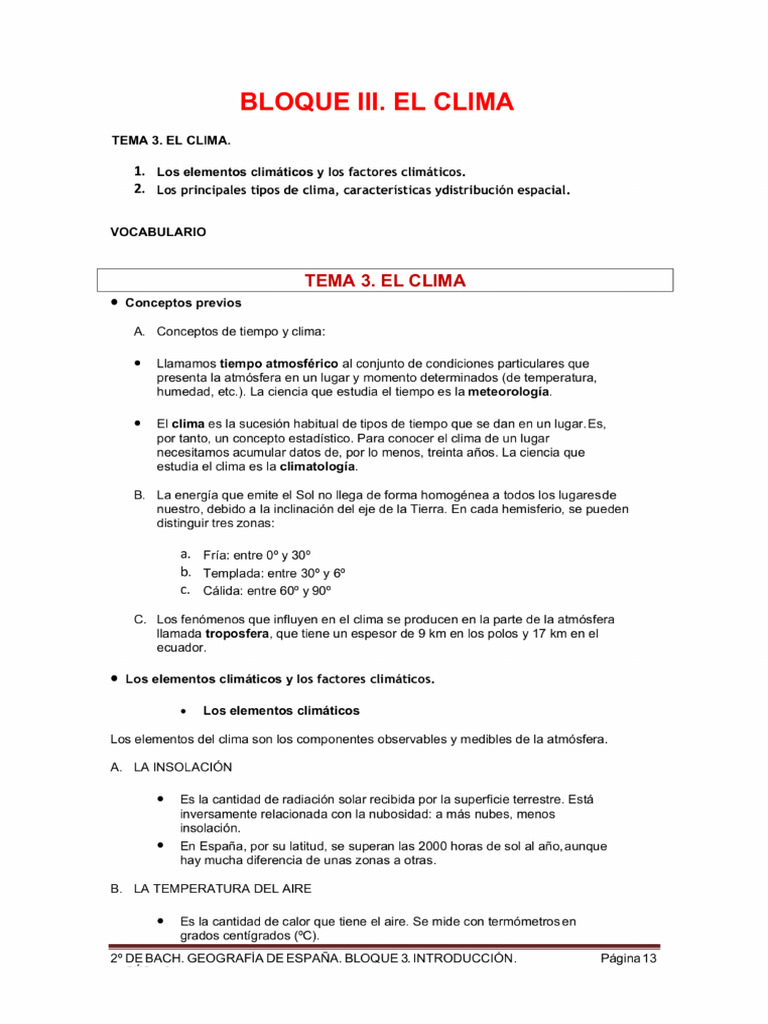 Tema 3 El Clima | PDF