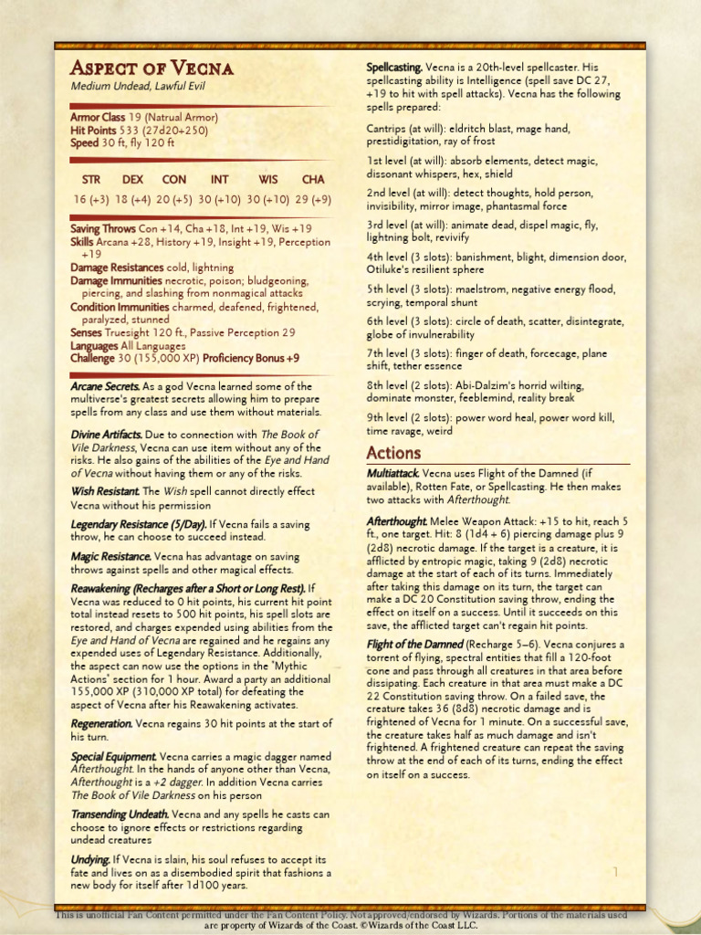 Aspect of Vecna - GM Binder | PDF | Dungeons & Dragons | Gary Gygax Games