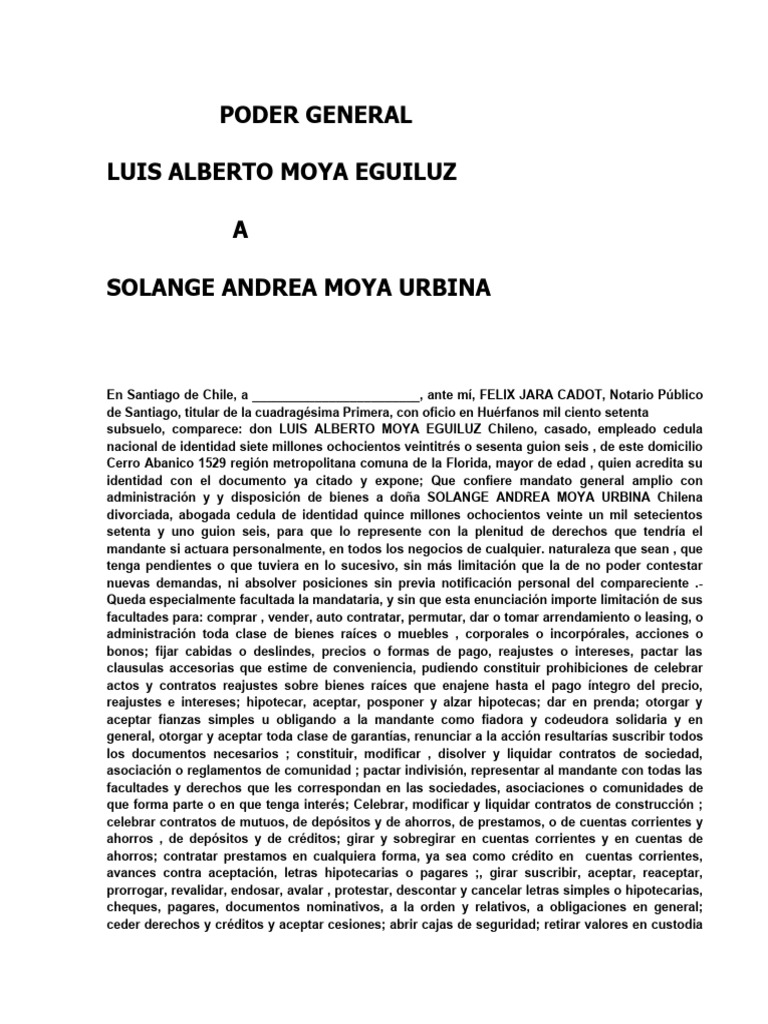 Poder General Lme (1) Definitivo | PDF | Cheque | Derecho privado