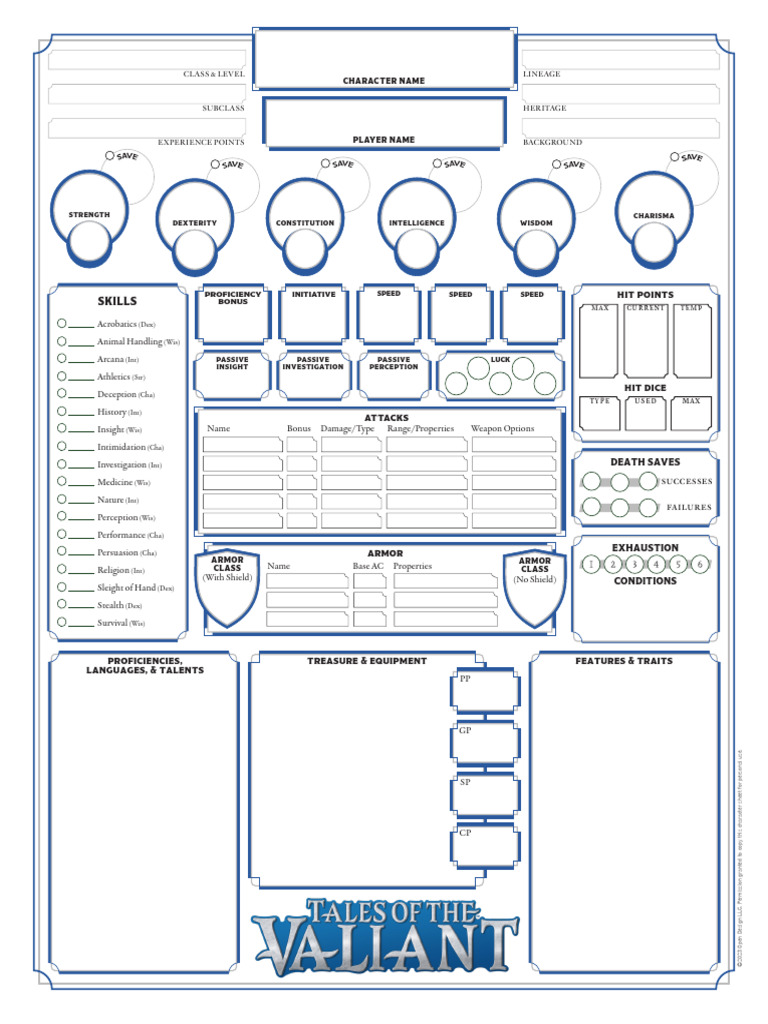 ToV Form Fillable Character Sheet Afduvc | Download Free PDF | Role Playing Games | Role Playing ...